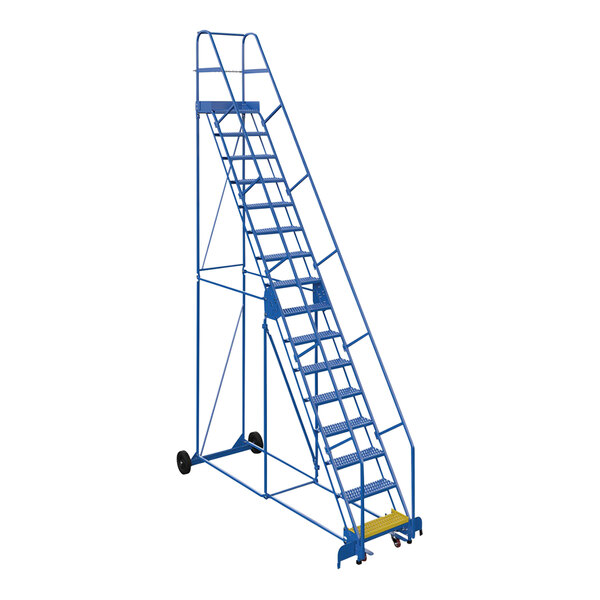 Vestil 16-Step Steel Rolling Warehouse Ladder with 23 9/16" Wide Grip ...