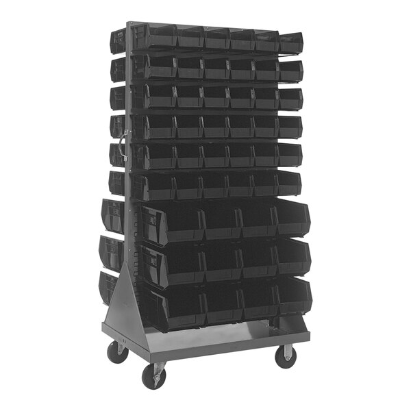 Quantum 36" x 25" x 72" Gray Steel Mobile Double-Sided Louvered Rack ...
