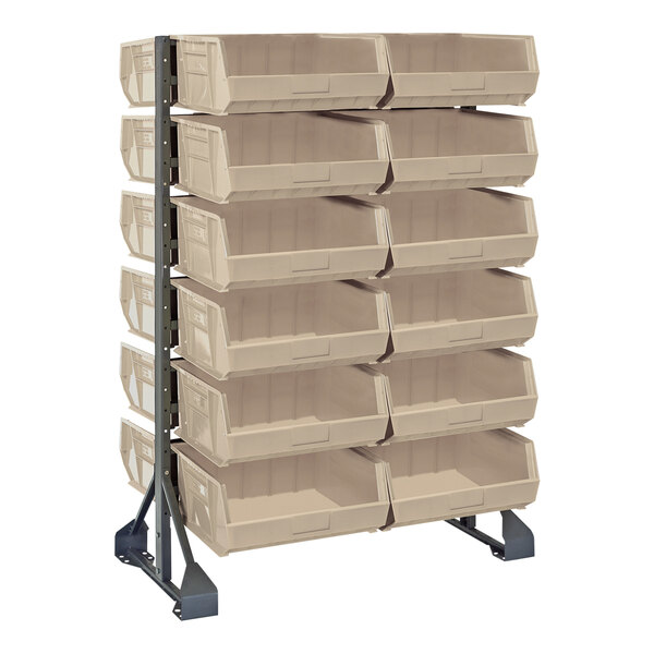 Quantum 36" x 20" x 53" Gray Steel Double-Sided Rail Rack with (24) 14 ...