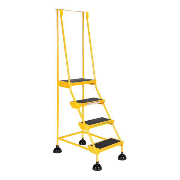 Vestil 16" x 11" x 38 3/16" Yellow 4-Step Spring-Loaded Commercial ...