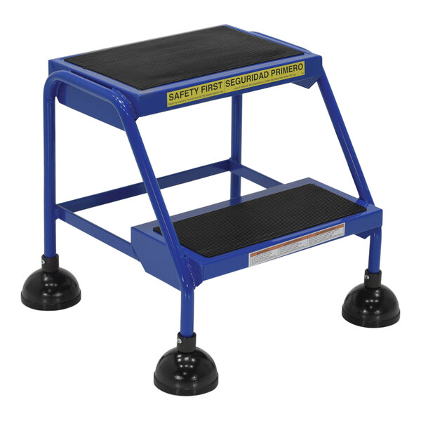 Vestil 16" x 11" x 18 1/2" Blue 2-Step Spring-Loaded Commercial Rolling ...