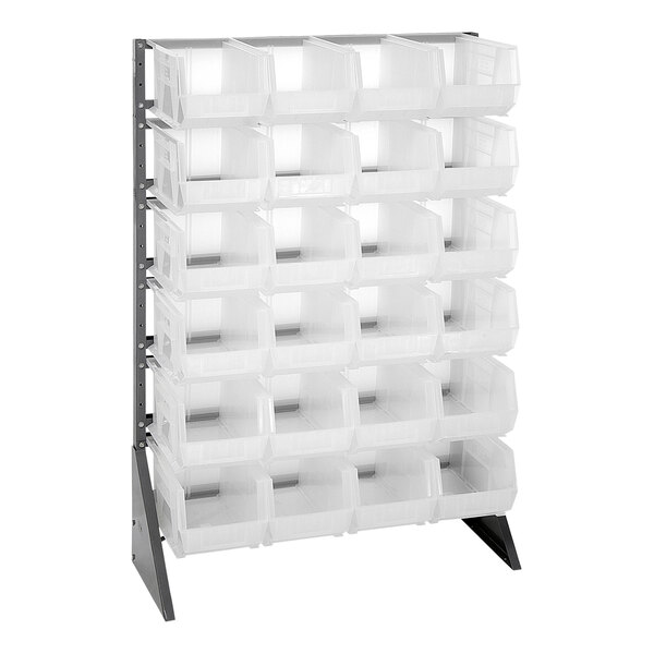 Quantum 36" x 15" x 53" Gray Steel Rail Rack with (24) 14 3/4" x 8 1/4 ...