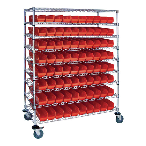 Quantum 48" x 24" x 69" Carbon Steel Mobile Medical Cart with 9 Wire ...
