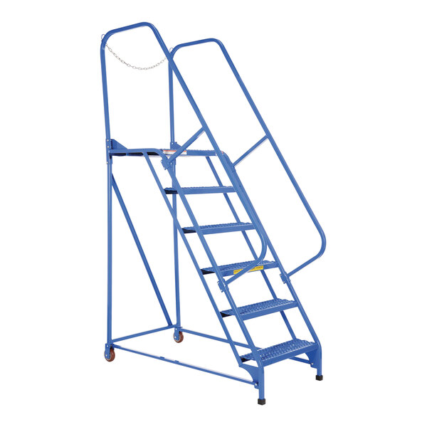 Vestil 24" x 21" x 60" Blue 6-Step Steel Maintenance Ladder with Grip ...