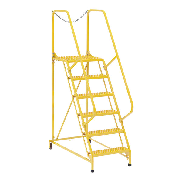 Vestil 24" x 21" x 60" Yellow 6-Step Steel Maintenance Ladder with Grip ...