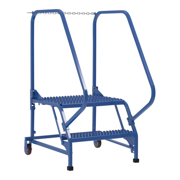 Vestil 24" x 21" x 20" Blue 2-Step Steel Maintenance Ladder with Grip ...