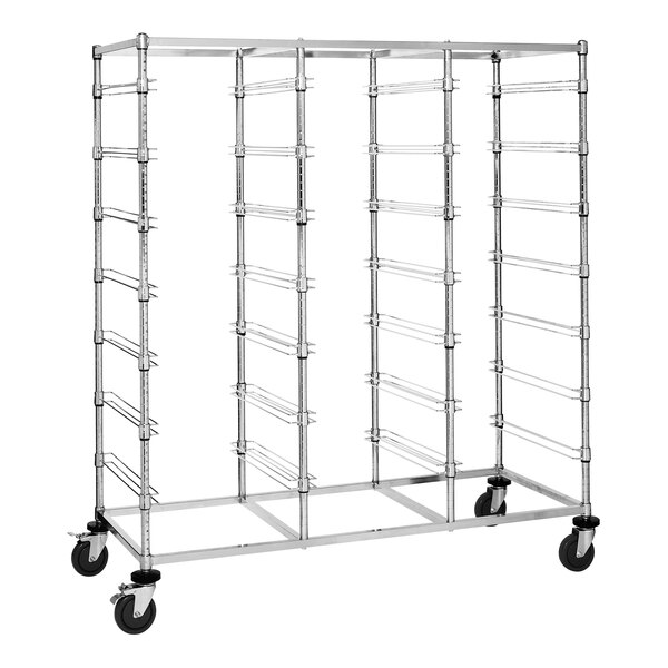 Quantum 60" x 24" x 69" Carbon Steel Mobile Triple Bay Bin Cart with 21 ...