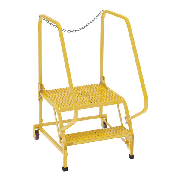 Vestil 24" x 21" x 20" Yellow 2-Step Steel Maintenance Ladder with Grip ...