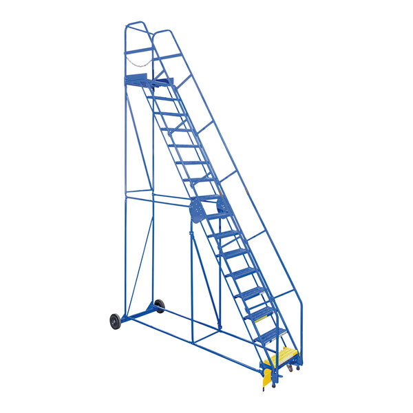Vestil 16-Step Steel Rolling Warehouse Ladder with 23 9/16" Wide Grip ...