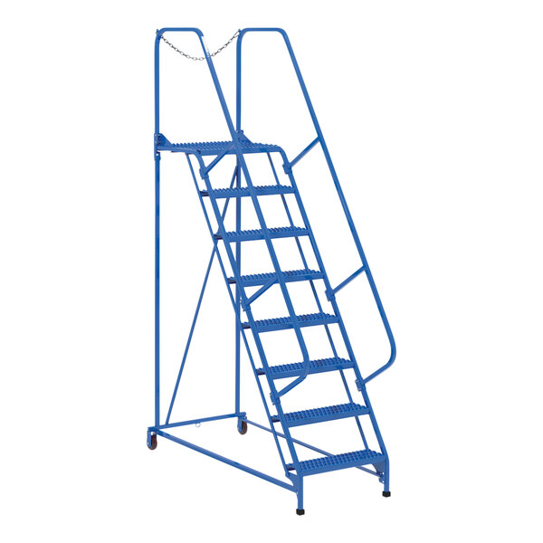 Vestil 24" x 21" x 80" Blue 8-Step Steel Maintenance Ladder with Grip ...