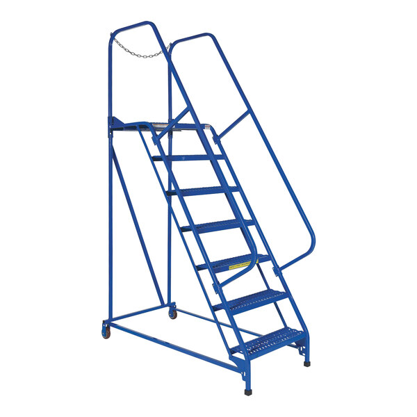 Vestil 24" x 21" x 70" Blue 7-Step Steel Maintenance Ladder with Grip ...