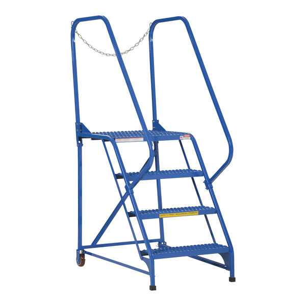 Vestil 24" x 21" x 40" Blue 4-Step Steel Maintenance Ladder with Grip ...