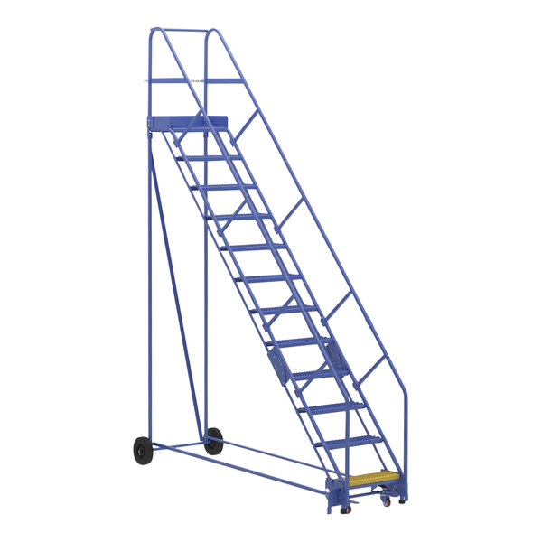 Vestil 12-Step Steel Rolling Warehouse Ladder with 23 9/16" Wide Grip ...