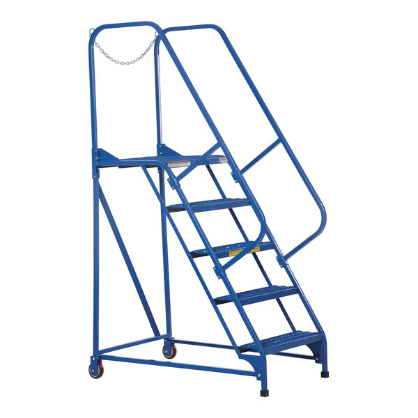 Vestil 24" x 21" x 50" Blue 5-Step Steel Maintenance Ladder with Grip ...
