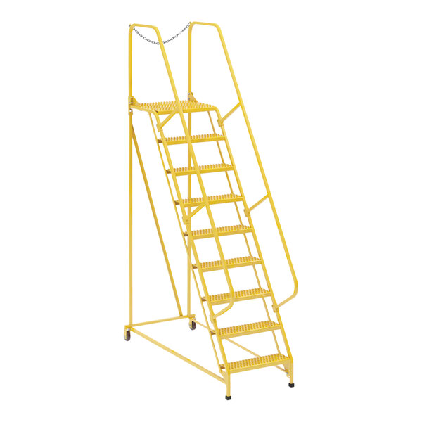 Vestil 24" x 21" x 90" Yellow 9-Step Steel Maintenance Ladder with Grip ...