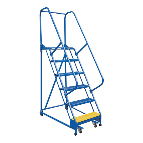 Vestil 23 9/16" x 14" x 60" 6-Step Steel Slope Ladder with Grip Strut ...
