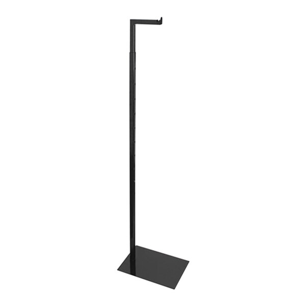 10" x 14" x 74" Black 1-Way Clothing Rack with Waterfall Arm