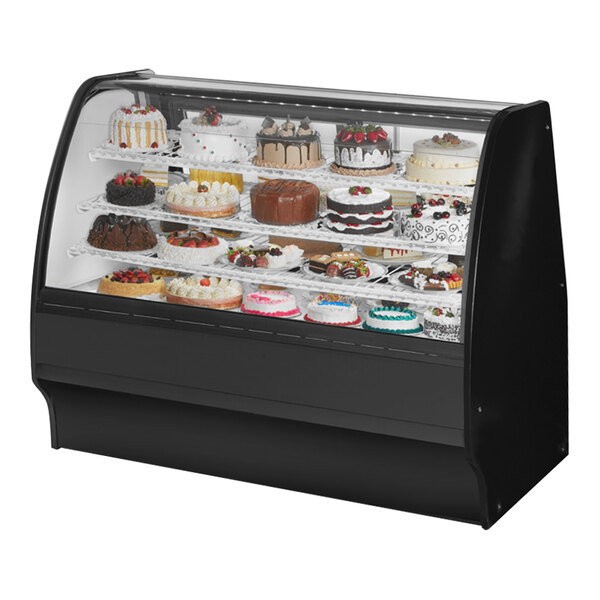 True TGM-R-59-SC/SC-B-W 59 1/4" Curved Glass Black Refrigerated Bakery ...