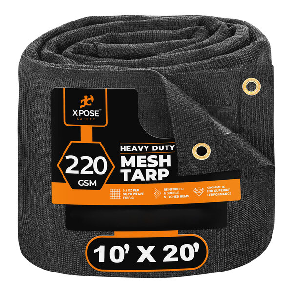 Xpose Safety 10' x 20' Black Heavy-Duty Weatherproof 6.5 oz ...
