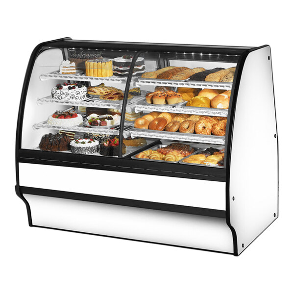 True TGM-DZ-59-SC/SC-W-W 59 1/4" Curved Glass White Refrigerated Dual ...