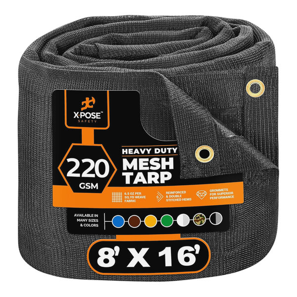 Xpose Safety 8' x 16' Black Heavy-Duty Weatherproof 6.5 oz ...