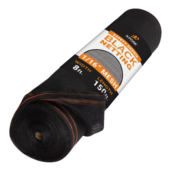 Xpose Safety 8' x 150' Heavy-Duty Black Fire-Retardant Plastic Mesh ...