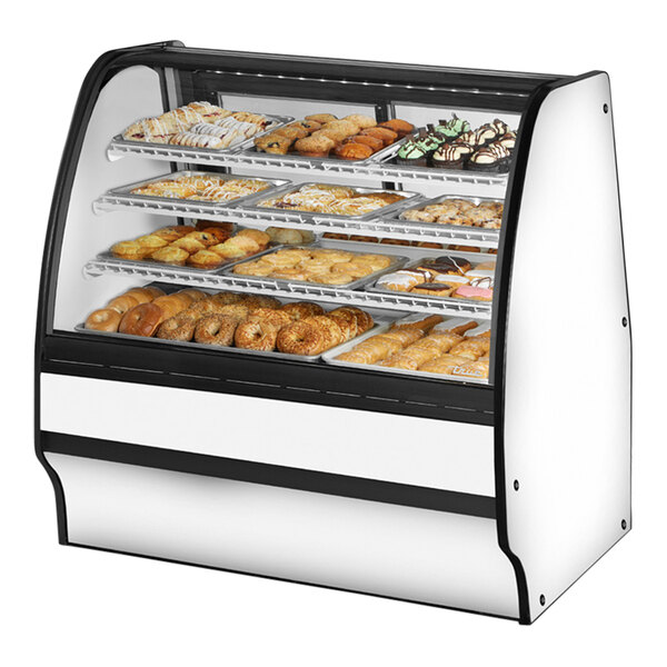 True TGM-DC-48-SC/SC-W-W 48 1/4" Curved Glass White Dry Bakery Display ...