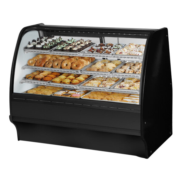 True TGM-DC-59-SC/SC-B-W 59 1/4" Curved Glass Black Dry Bakery Display ...