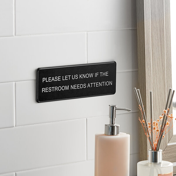 Lavex Please Let Us Know If The Restroom Needs Attention Sign - Black ...