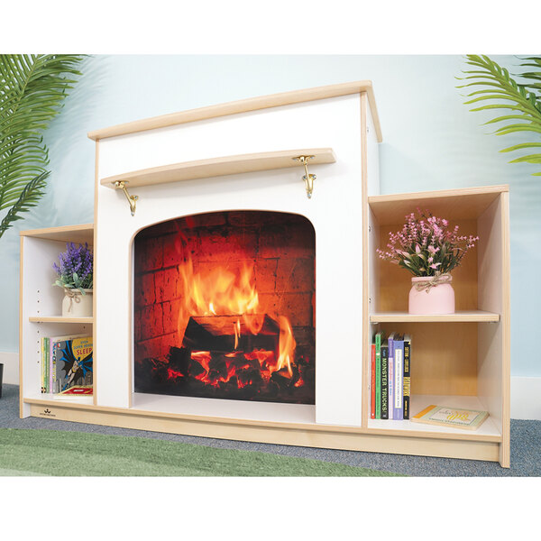 Whitney Brothers 52" x 20" x 33" White Wood Fireplace with Storage