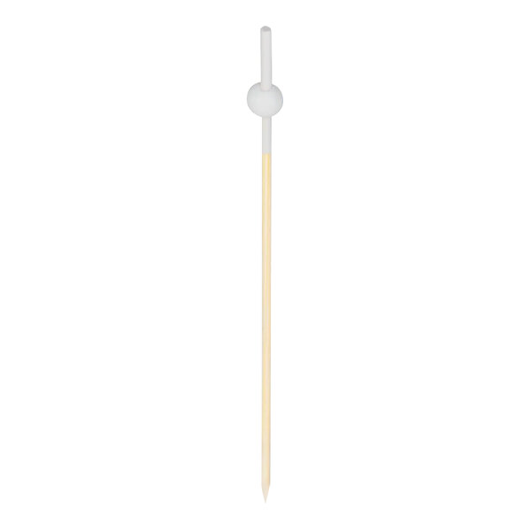 Pick On Us 4 3/4" White Beaded Bamboo Food / Cocktail Pick - 100/Case