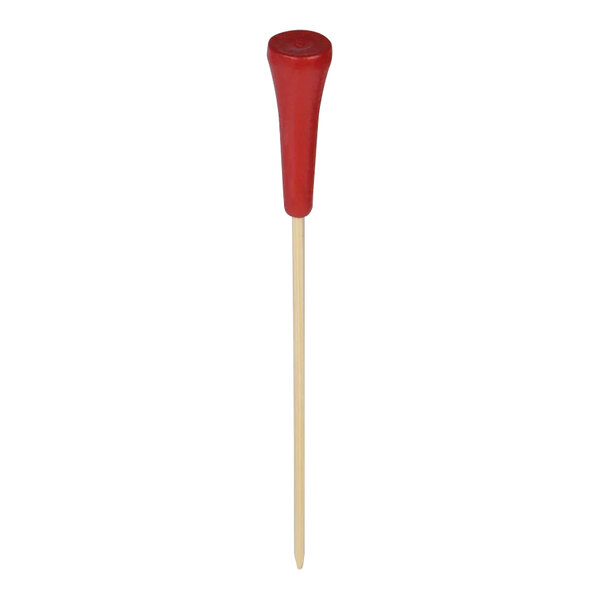 Pick On Us 4 1/2" Red Golf Tee Bamboo Food / Cocktail Pick - 100/Case