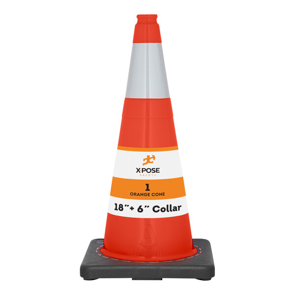 Xpose Safety 18" Orange Heavy-Duty PVC Traffic Cone with 3 lb. Base and ...