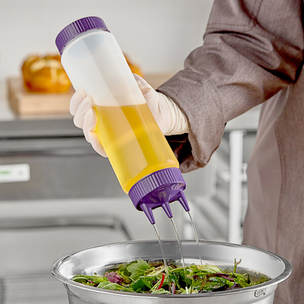 Vollrath Traex® 24 oz. Clear FIFO Squeeze Dispenser with Purple Tri Tip ...