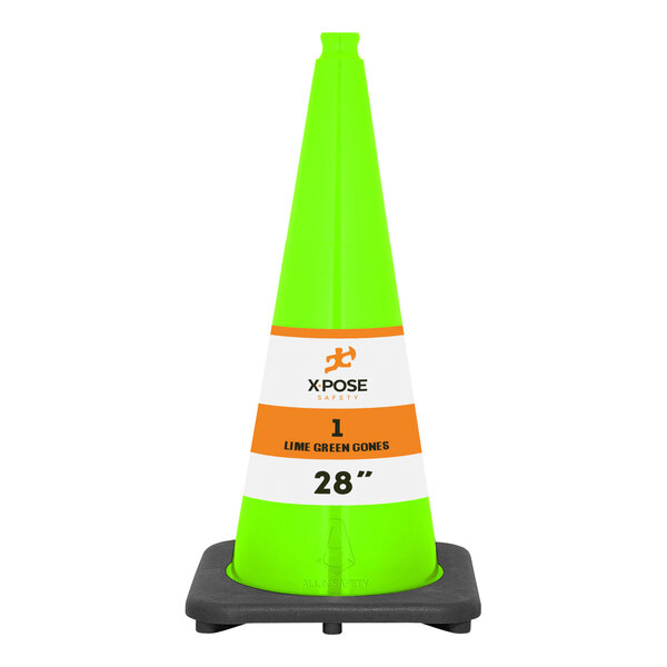 Xpose Safety 28" Lime Green Heavy-Duty PVC Traffic Cone with 7 lb. Base ...