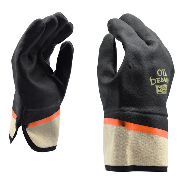 Cordova Black / Orange Double-Dipped PVC Gloves with Jersey Lining and ...