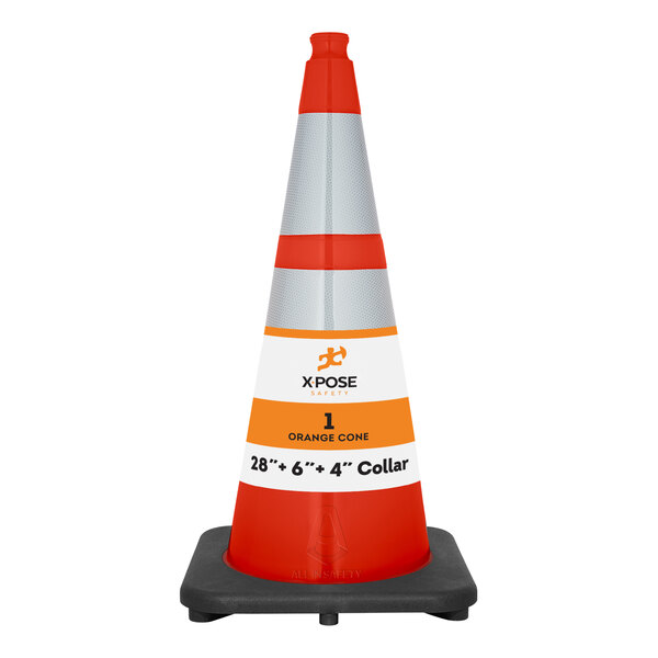 Xpose Safety 28" Orange Heavy-Duty PVC Traffic Cone with 7 lb. Base and ...