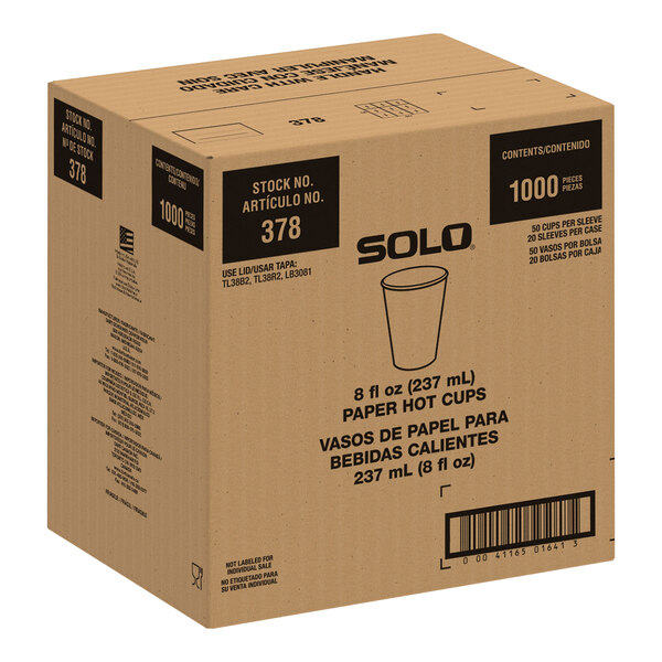 Solo ProPlanet 8 oz. White Compostable Single Wall PLA Paper Hot Cup ...