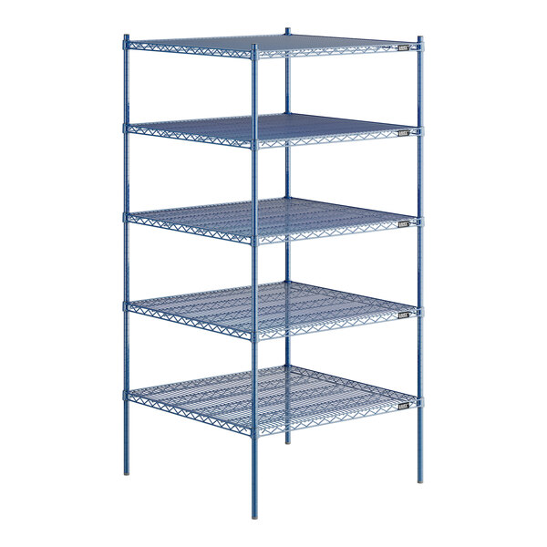 Lavex Pro 36" x 36" NSF Blue Epoxy Heavy-Duty 5-Shelf Kit with 74 ...