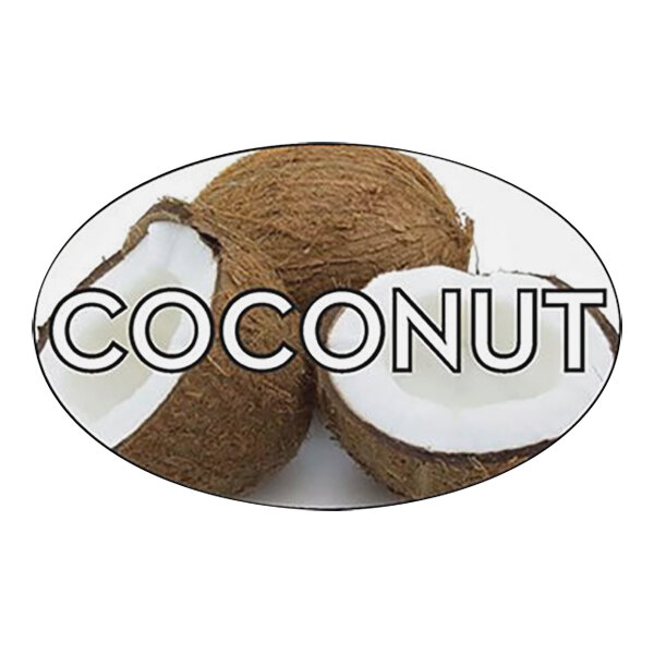 Bollin 1 1/4" x 2" Oval Permanent Coconut Bakery Label - 500/Roll