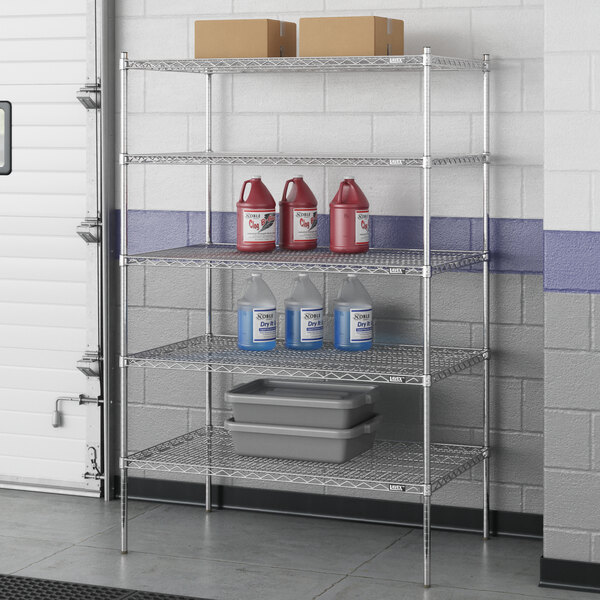 Lavex Pro 30" x 48" NSF Chrome Heavy-Duty 5-Shelf Kit with 74" Posts