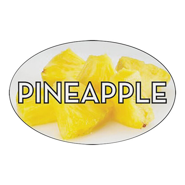 Bollin 1 1/4" x 2" Oval Permanent Pineapple Bakery Label - 500/Roll