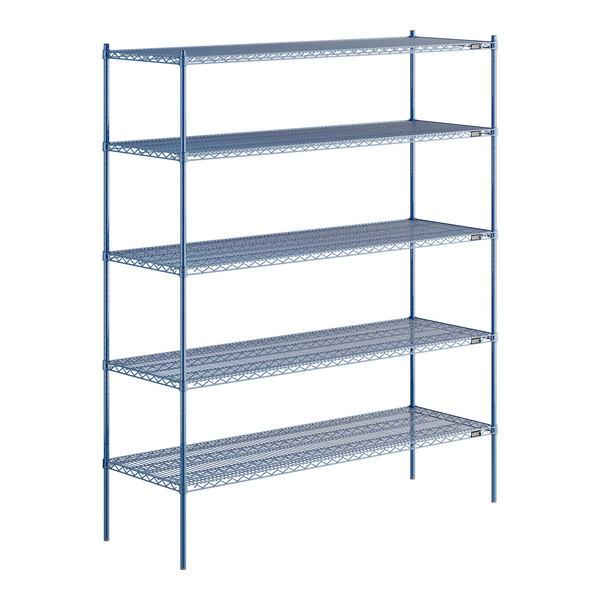 Lavex Pro 24" x 72" NSF Blue Epoxy Heavy-Duty 5-Shelf Kit with 86 ...
