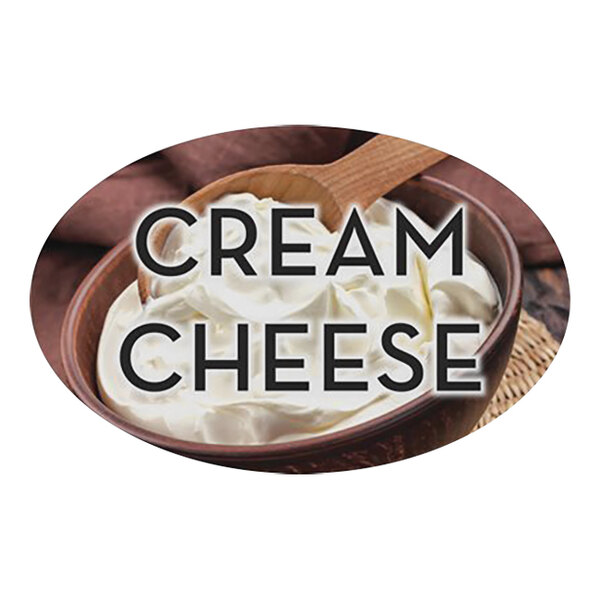 Bollin 1 1/4" x 2" Oval Permanent Cream Cheese Bakery Label - 500/Roll