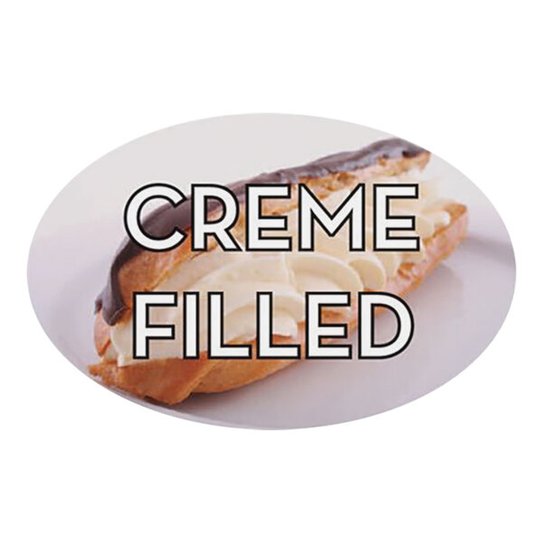 Bollin 1 1/4" x 2" Oval Permanent Creme Filled Bakery Label - 500/Roll