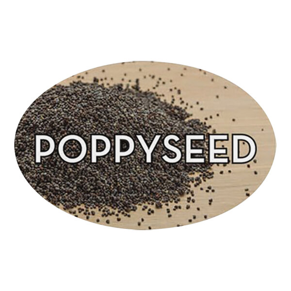 Bollin 1 1/4" x 2" Oval Permanent Poppyseed Bakery Label - 500/Roll