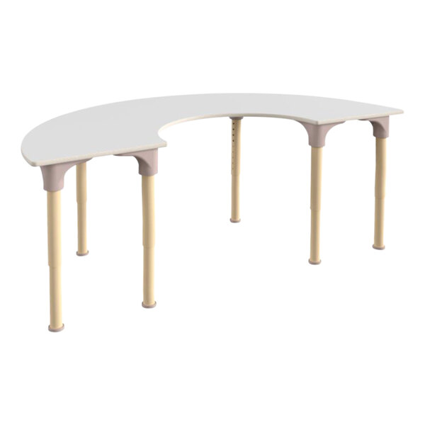 Flash Furniture Bright Beginnings 15"-23" Adjustable Height Half Circle White / Beech Wooden ...