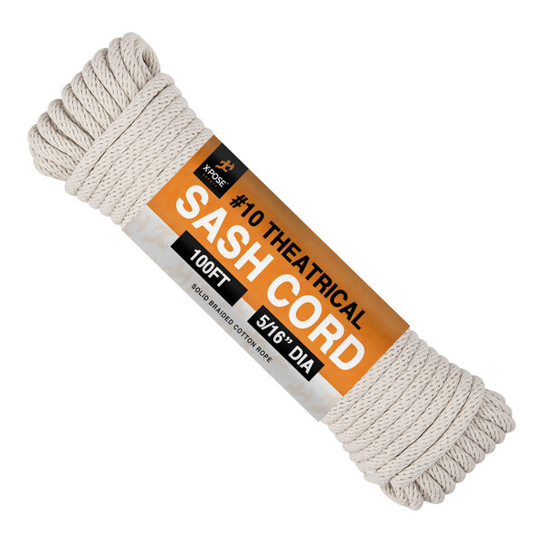 Xpose Safety 5/16'' x 100' White Cotton / Nylon #10 Theatrical Sash ...