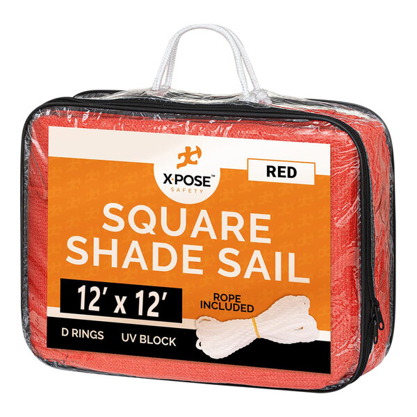 Xpose Safety 12' x 12' Red Square HDPE Shade Sail