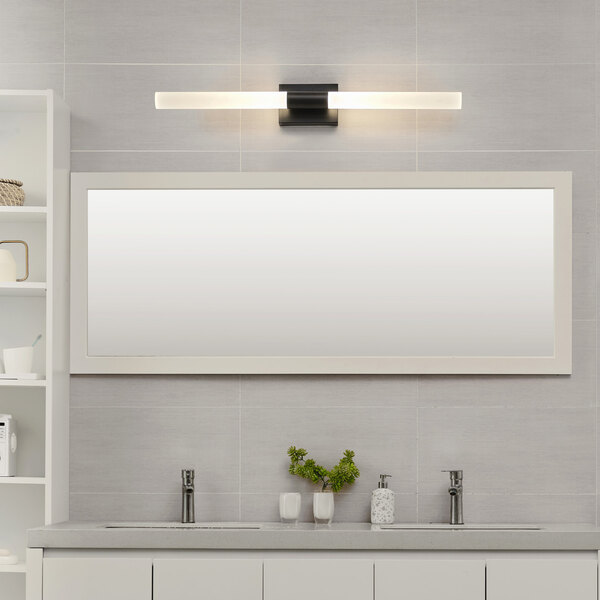 Globe 2-Light Minimalist Matte Black LED Vanity Light - 120V, 23W